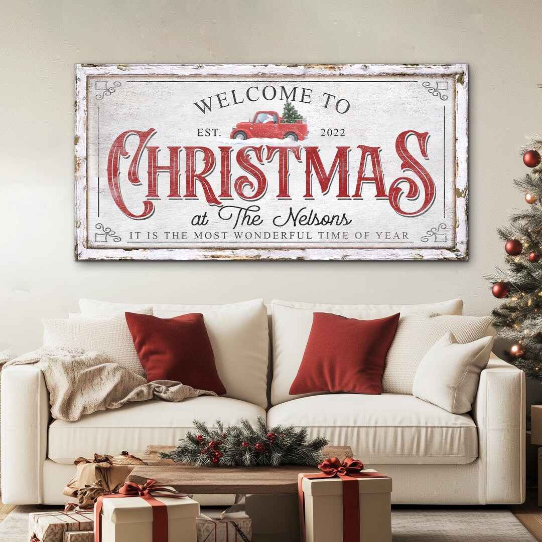 Custom Welcome to Christmas Sign, Xmas Home Decoration, Xmas Welcome ...
