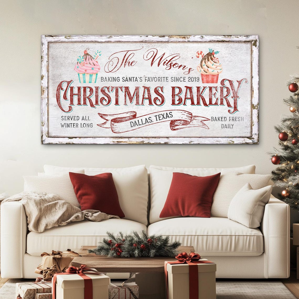 Custom Christmas Bakery Sign, Bake Shop Decor, Personalized Bakery Sign ...