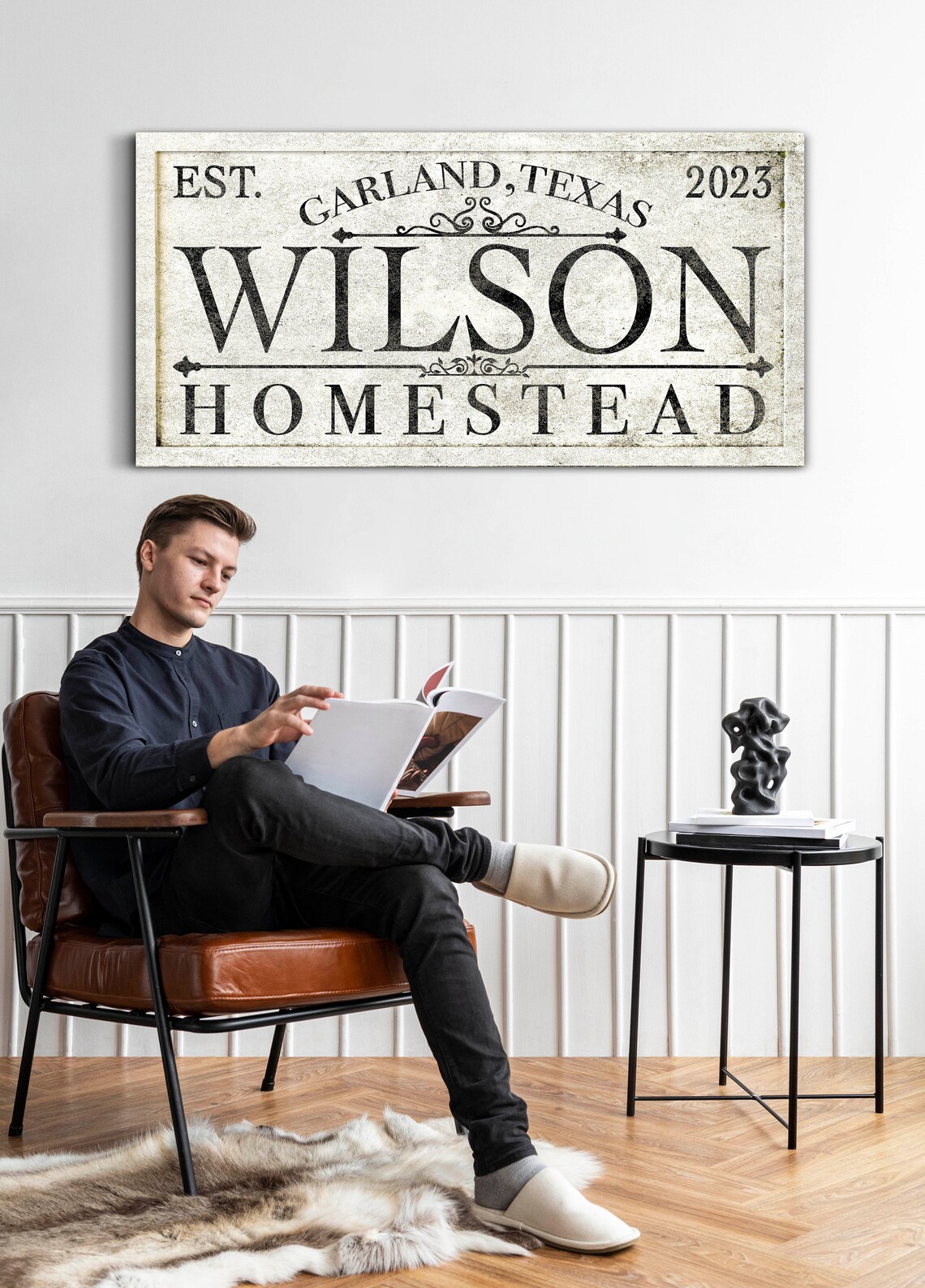 Custom Family Est Homestead Sign, Personalized Farm Wall Decor, Modern ...