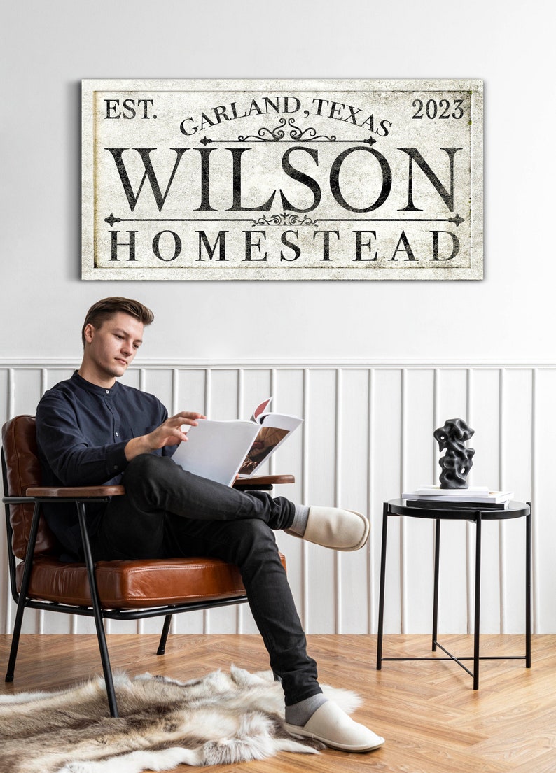 Custom Family Est Homestead Sign, Personalized Farm Wall Decor, Modern ...