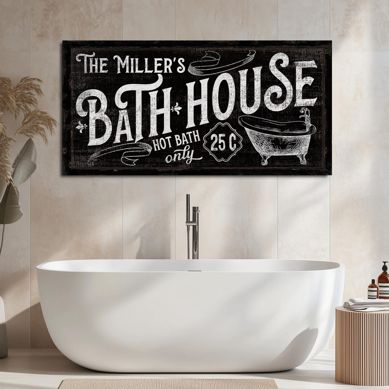 Custom Family Bath House Sign, Custom Hot Bath Sign, Vintage Wash Room ...