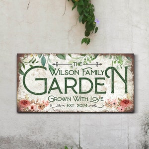 Personalized Family Garden Sign, Custom Gardener Family Wall Art, Grown ...
