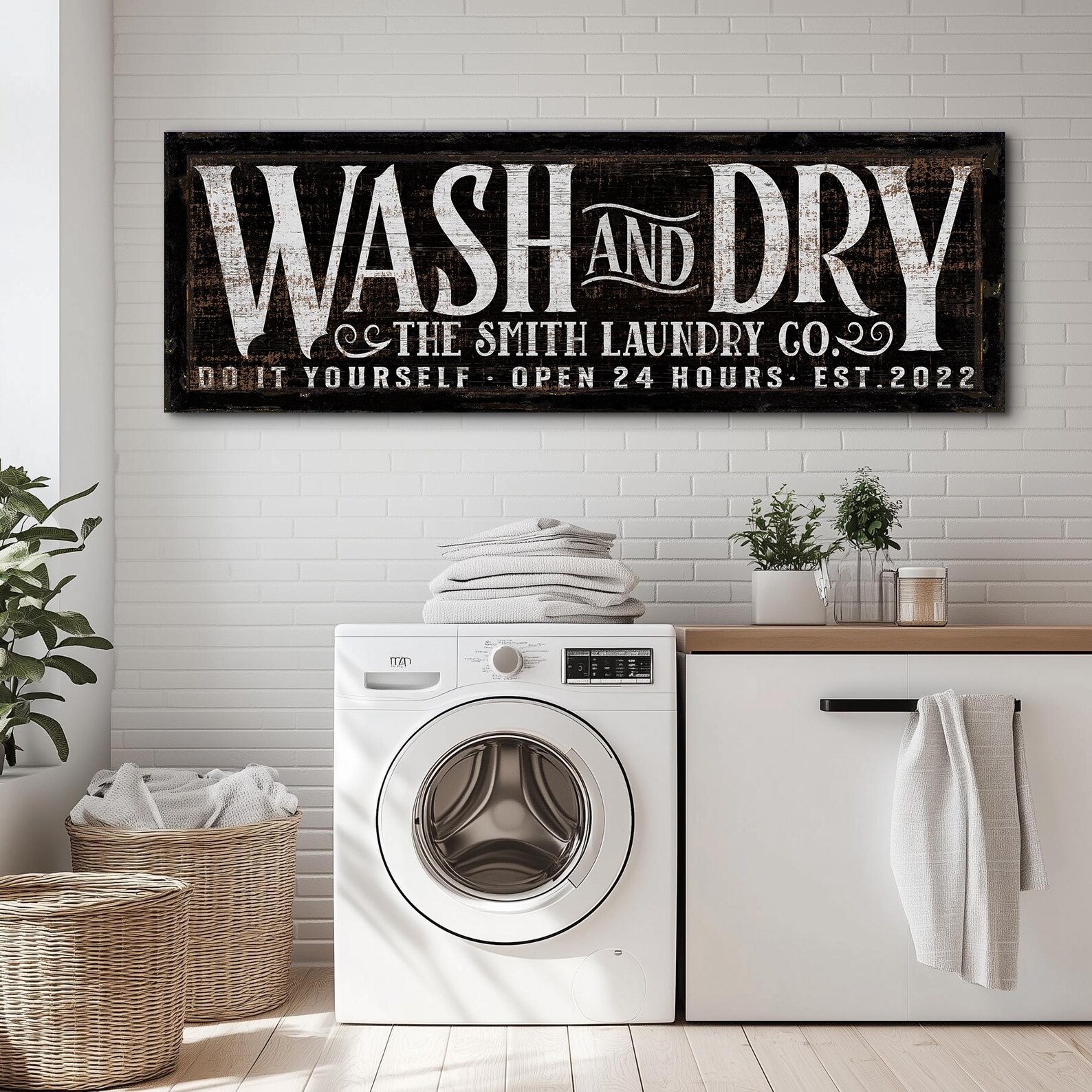 Custom Wash and Dry Sign, Custom Family Laundry Company Sign, Bathroom ...