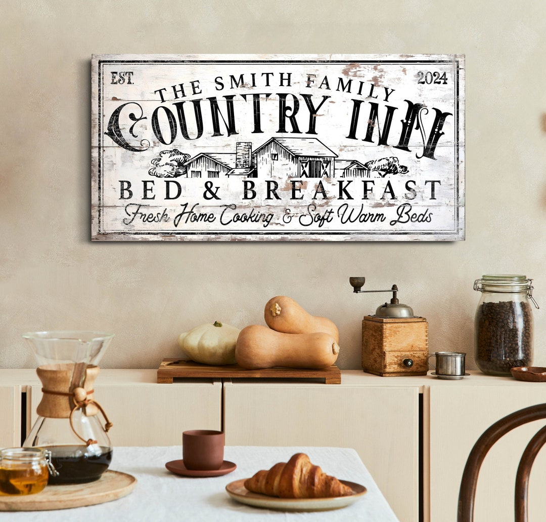 Personalized Family Name Country Inn Sign, Custom Bed & Breakfast Wall ...