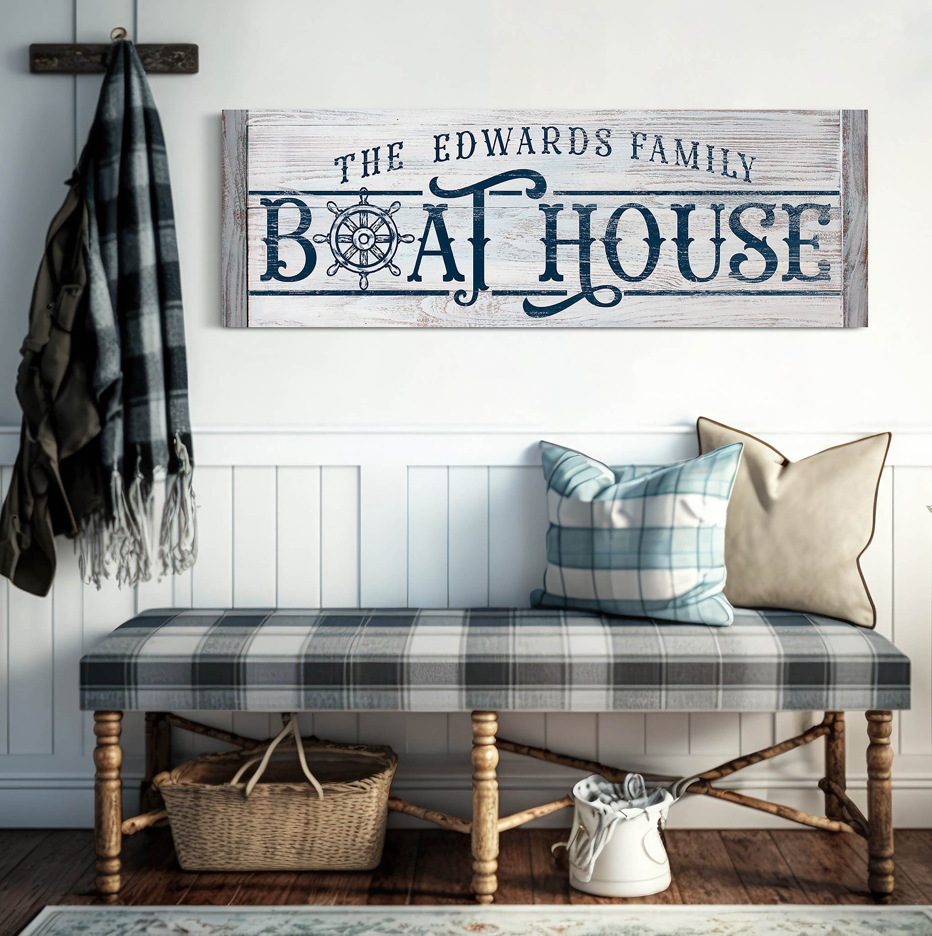 Personalized Boat House Sign, Custom Beach House Wall Art With Family ...