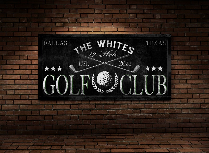 Personalized 19th Hole Golf Club Sign, Custom Golf Team Wall Art ...