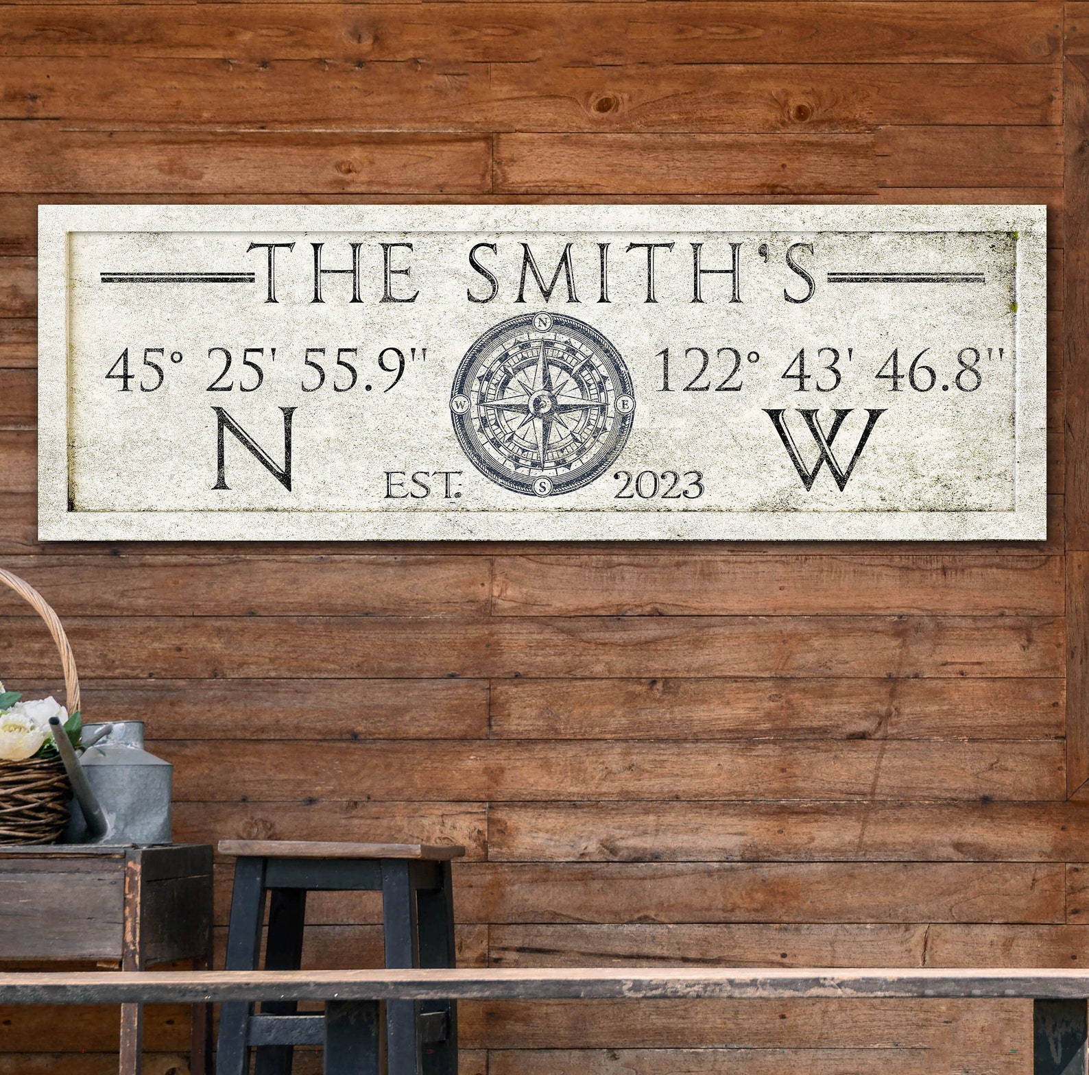 Custom Coordinates Sign With Last Name, Personalized Longitude Latitude ...