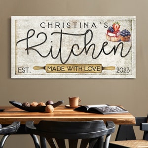Personalized Family Kitchen Sign, Custom Gift Kitchen Decor, Kitchen ...