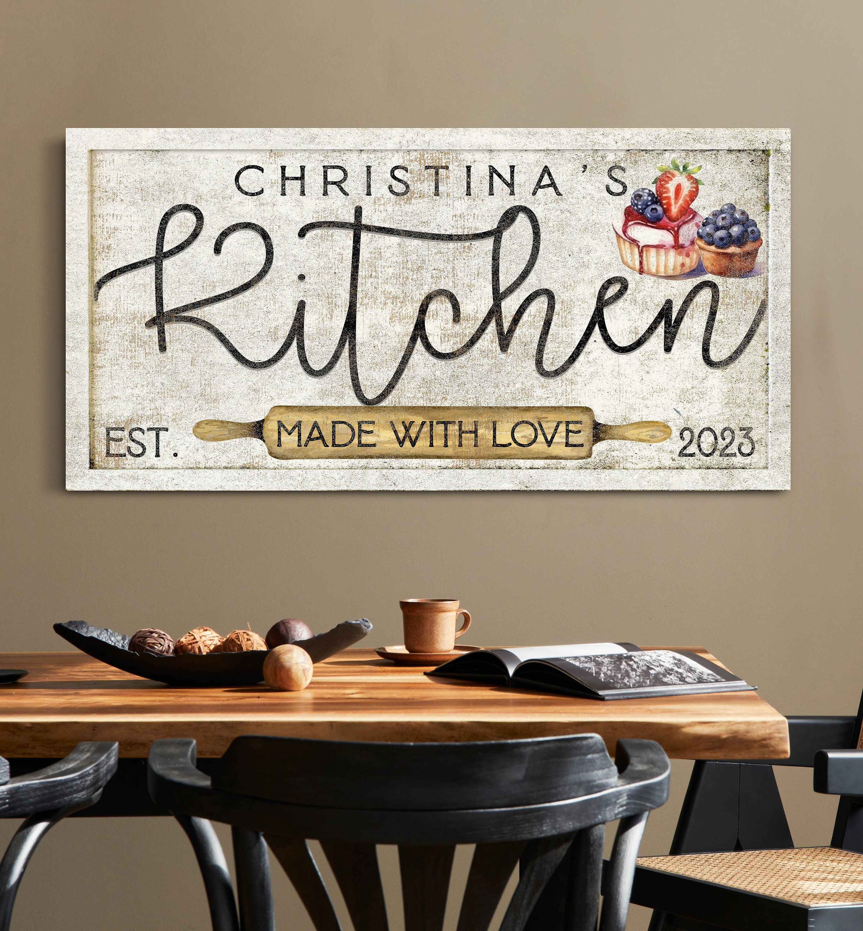 Personalized Family Kitchen Sign, Custom Gift Kitchen Decor, Kitchen ...