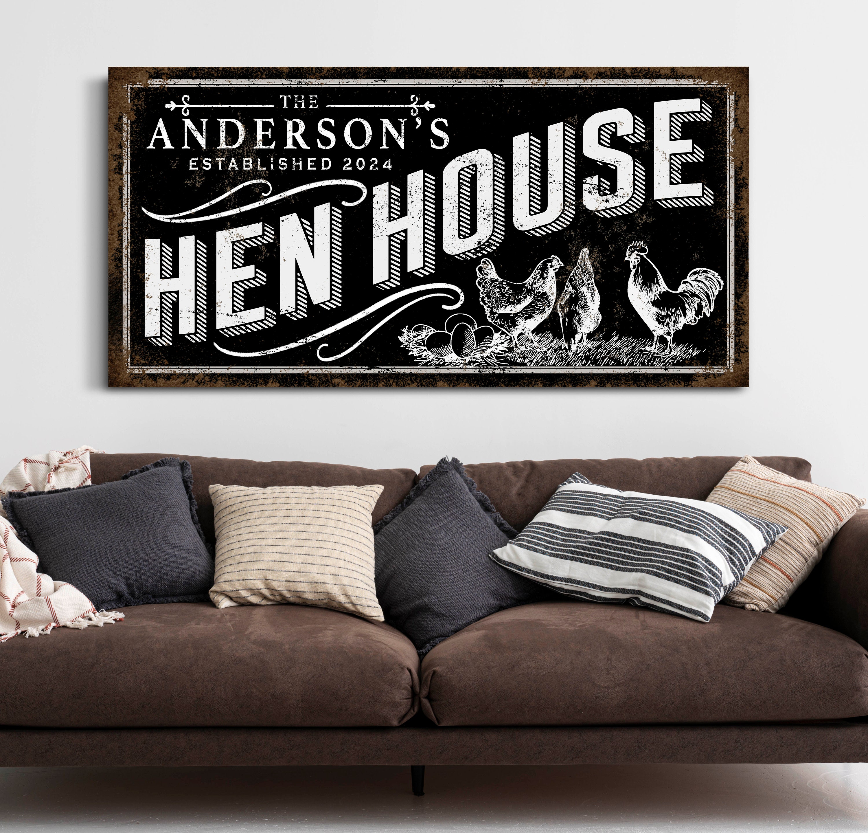 Personalized Hen House Sign Custom Family Name Wall Art - Etsy