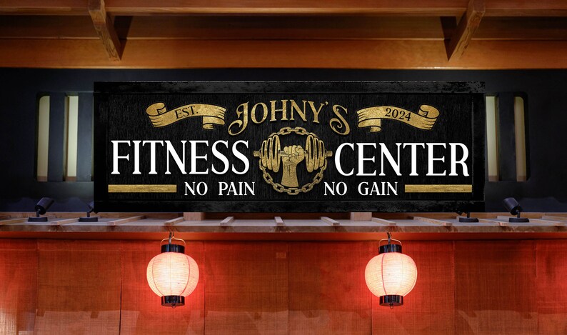 Personalized Fitness Center Sign, Custom Home Gym Sign, Father's Day ...