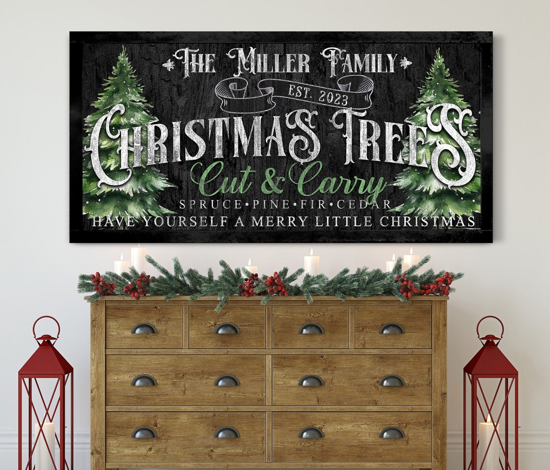 Christmas Trees Wall Art Home Decor, Custom Christmas Tree Farm Sign ...