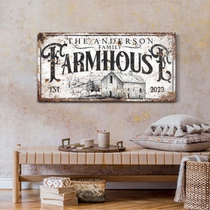 Personalized Farmhouse Canvas Art, Custom Family Farm Canvas Decor ...