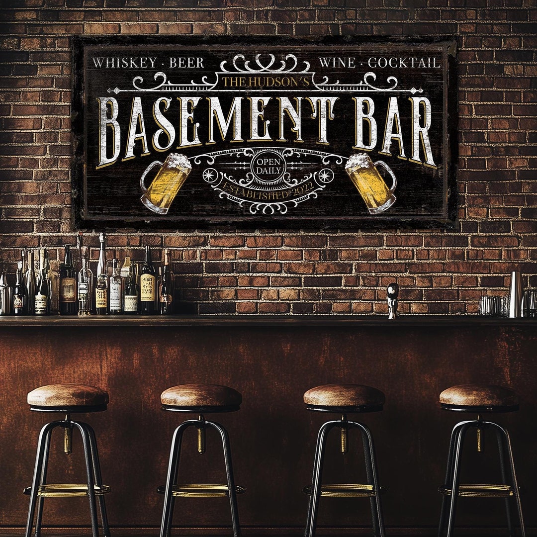 Customized Basement Bar Sign, Garage Wall Hanging, Rustic Man Cave ...