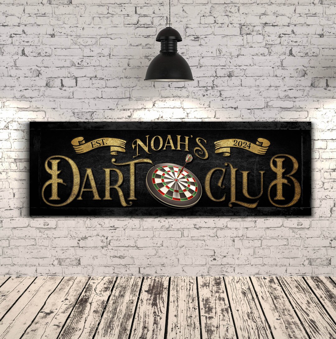 Custom Dart Club Sign, Personalized Game Room Man Cave Decor, Custom ...