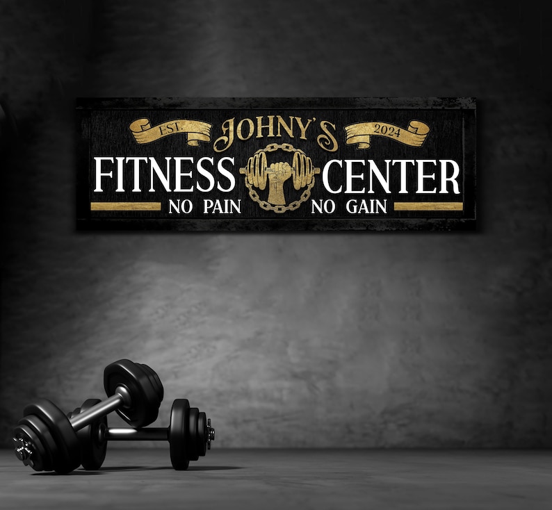 Personalized Fitness Center Sign, Custom Home Gym Sign, Father's Day ...