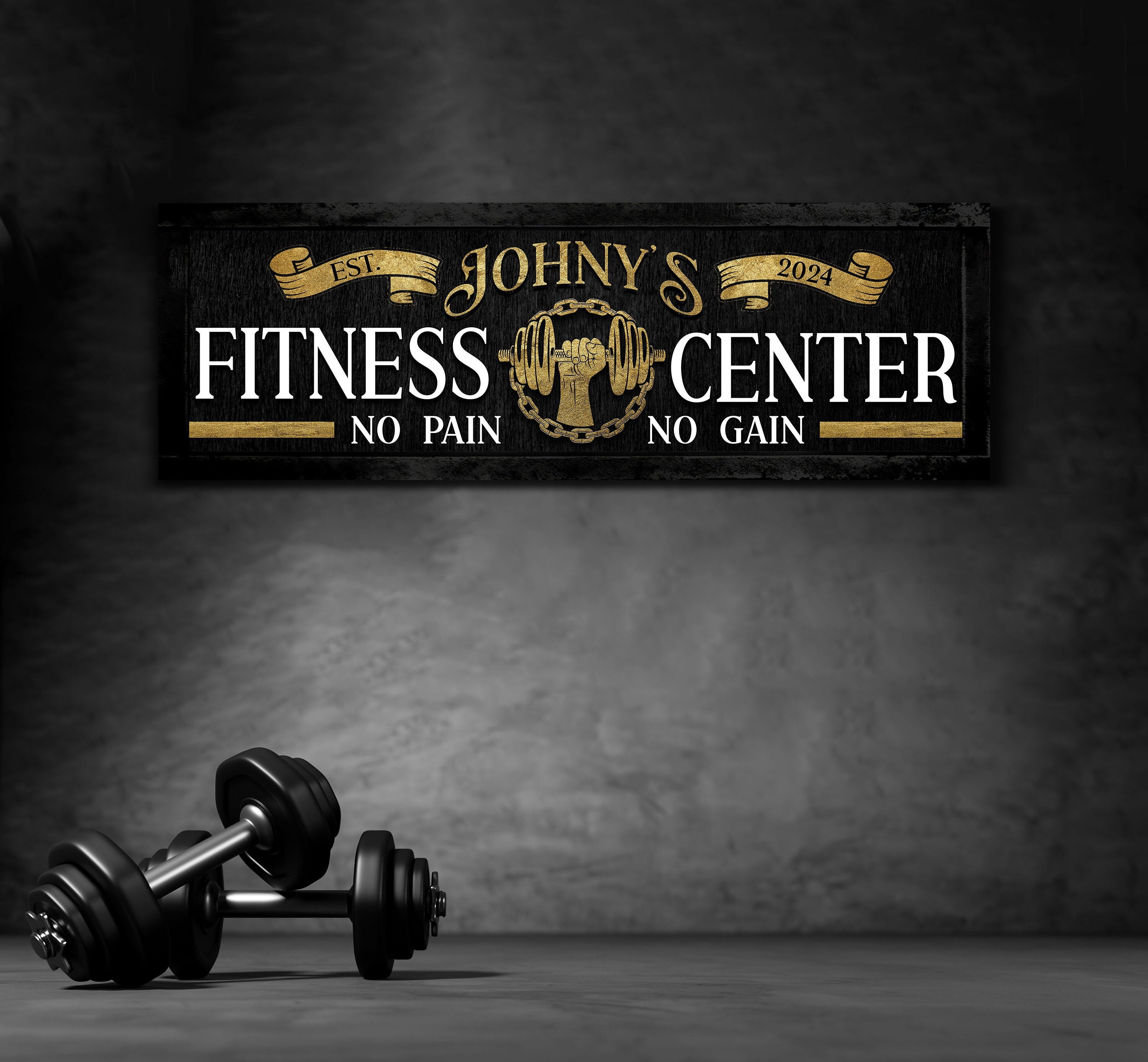 Personalized Fitness Center Sign, Custom Home Gym Sign, Father's Day ...