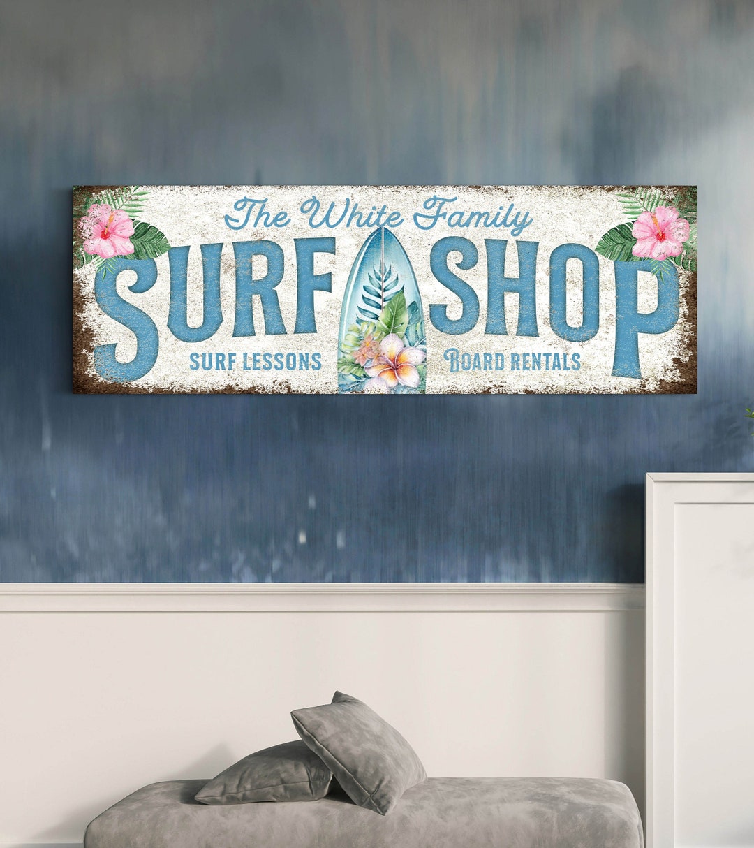 Personalized Surf Shop Sign Custom Beach House Wall Art With - Etsy