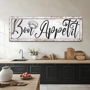 Bon Appetite Sign, Vintage Kitchen Wall Art, Dining Room Sign, Above ...