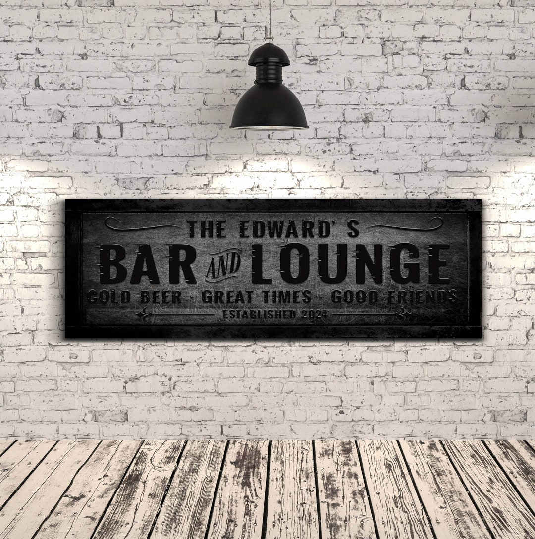 Personalized Bar and Lounge Sign, Custom Home Bar Wall Art With Family ...