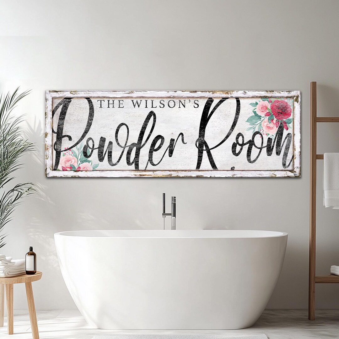 Personalized Powder Room Sign, Vintage Vanity Room Sign, Custom ...