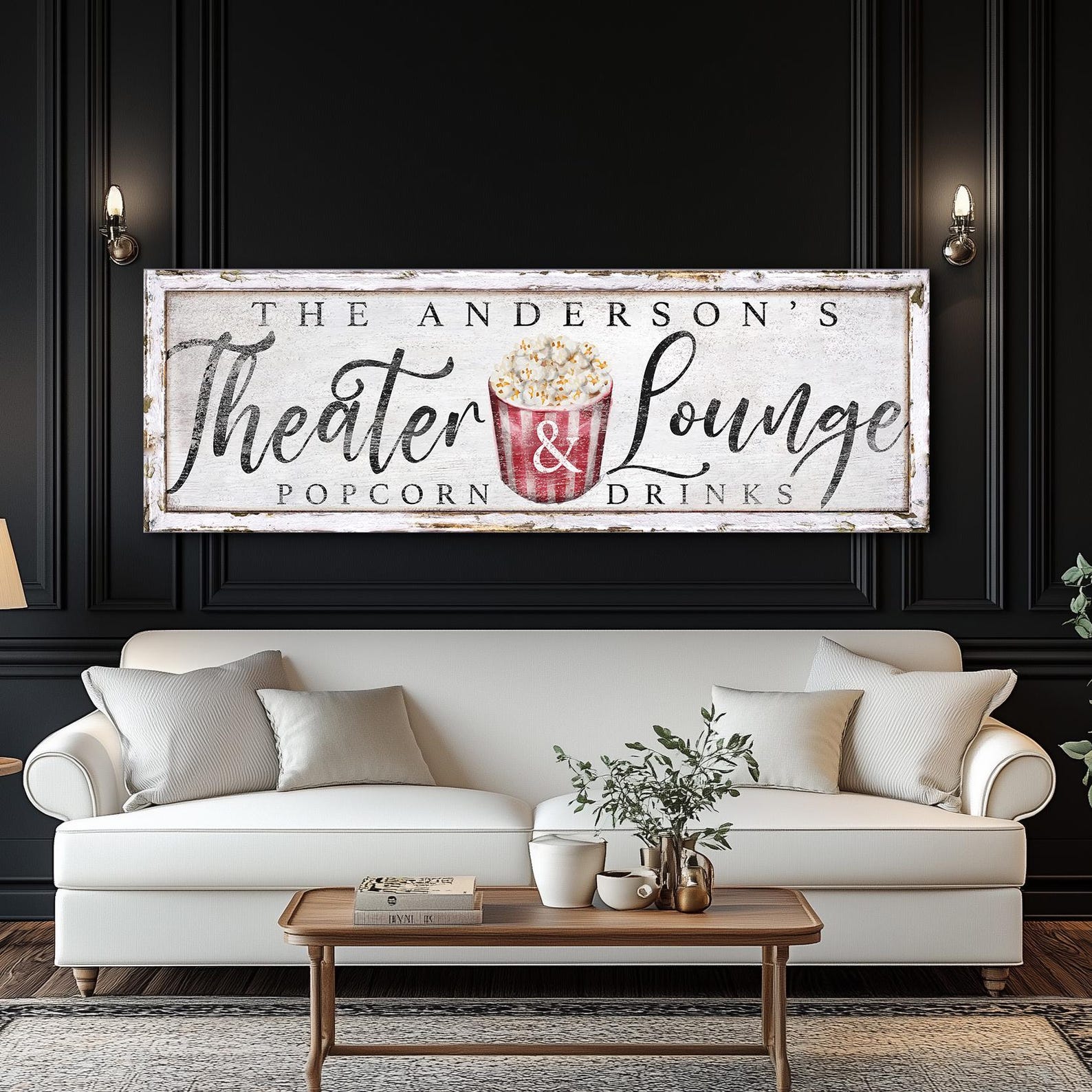 Custom Theater and Lounge Sign, Personalized Family Name Sign, Man Cave ...