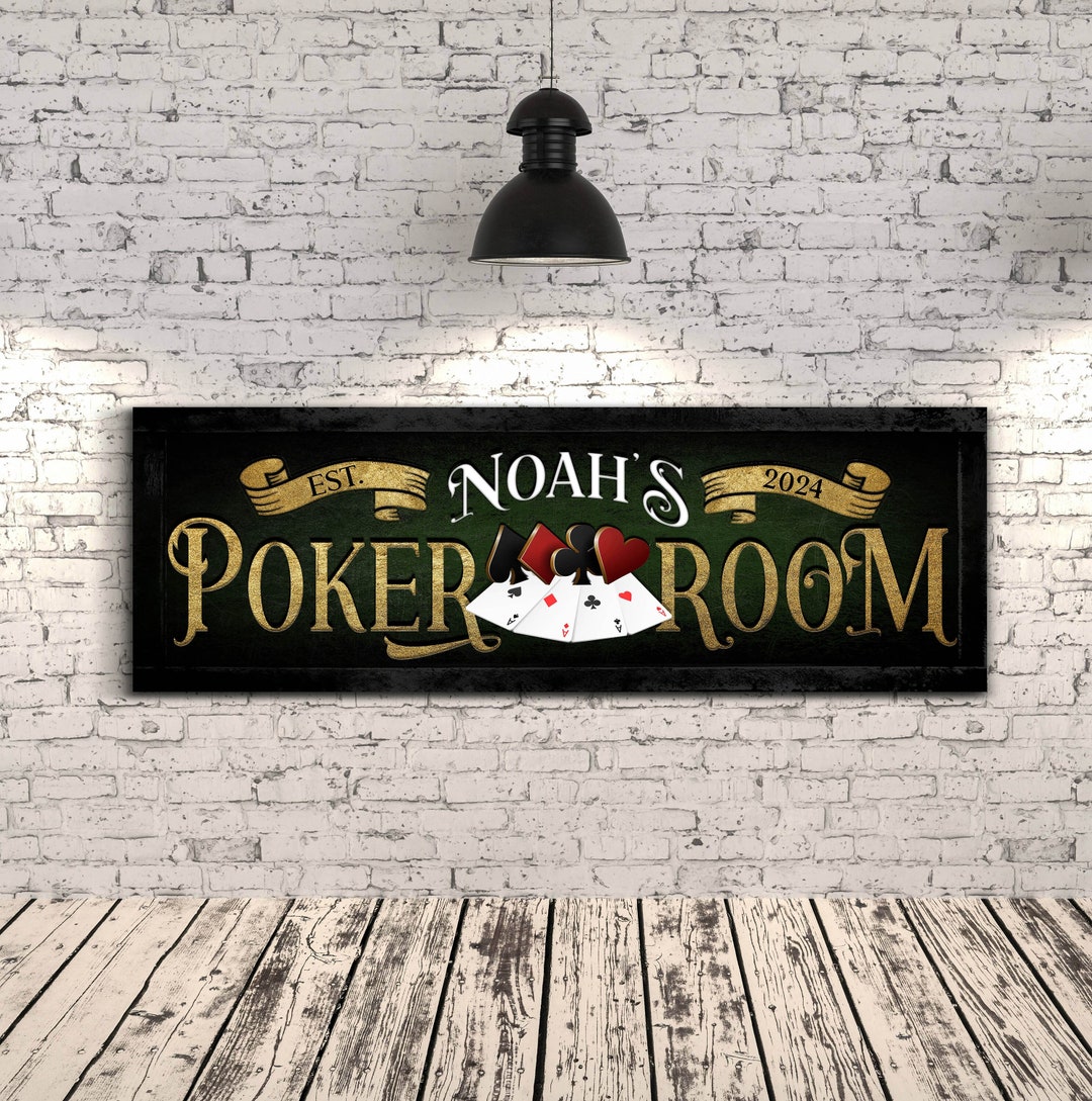 Personalized Poker Room Sign, Custom Game Room Wall Decor With Name ...