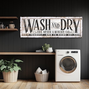 Customized Family Laundry Co Sign, Custom Wash and Dry Wall Art ...