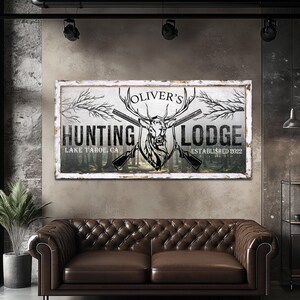Customized Hunting Lodge Sign, Man Cave Family Name Sign, Hunting Club ...