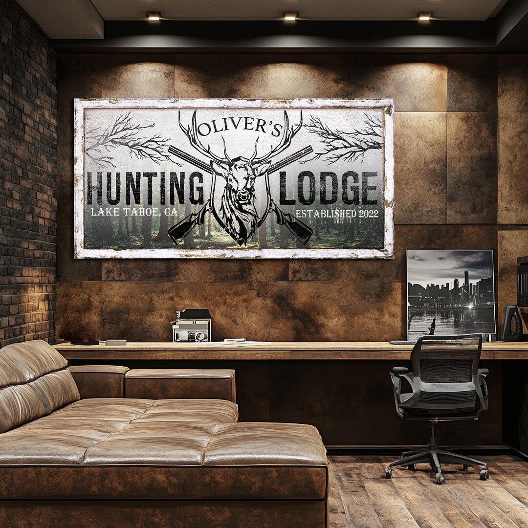 Customized Hunting Lodge Sign, Man Cave Family Name Sign, Hunting Club ...