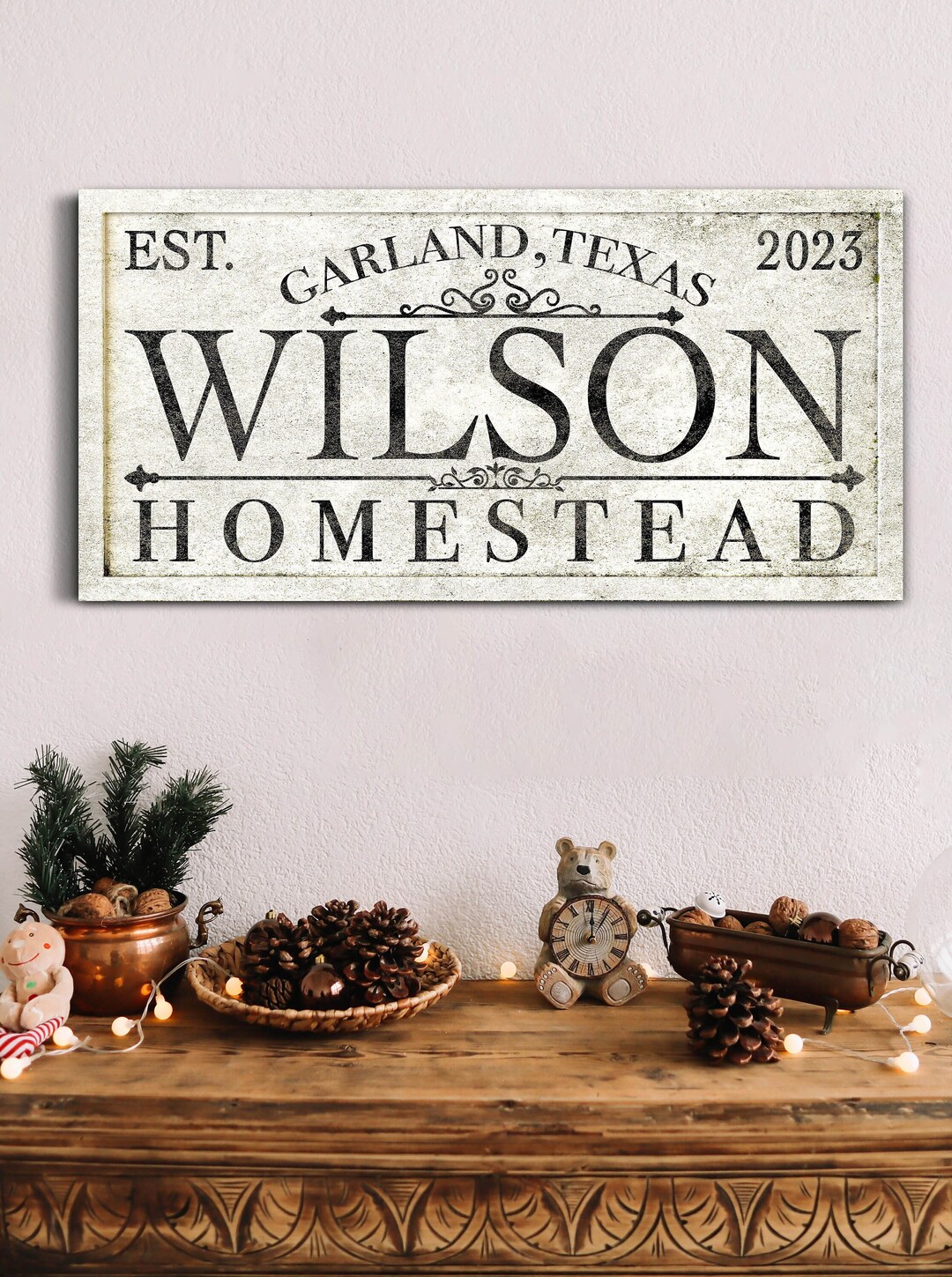 Custom Family Est Homestead Sign, Personalized Farm Wall Decor, Modern ...