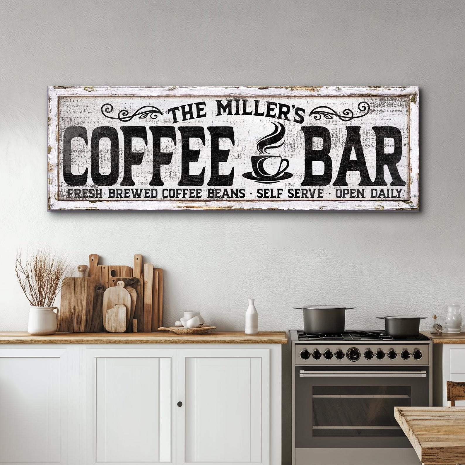 Custom Coffee Bar Sign, Family Name Sign, Family Coffee Co Sign ...