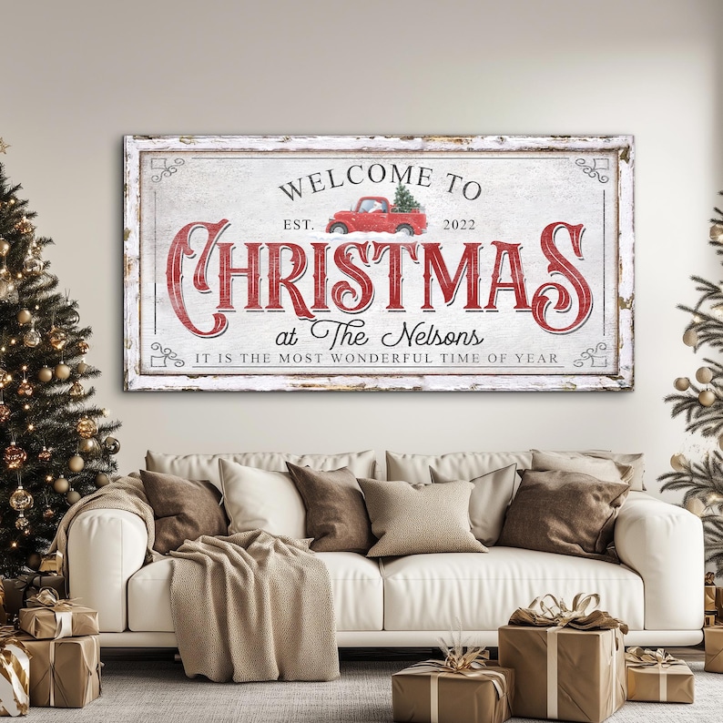 Custom Welcome to Christmas Sign, Xmas Home Decoration, Xmas Welcome ...