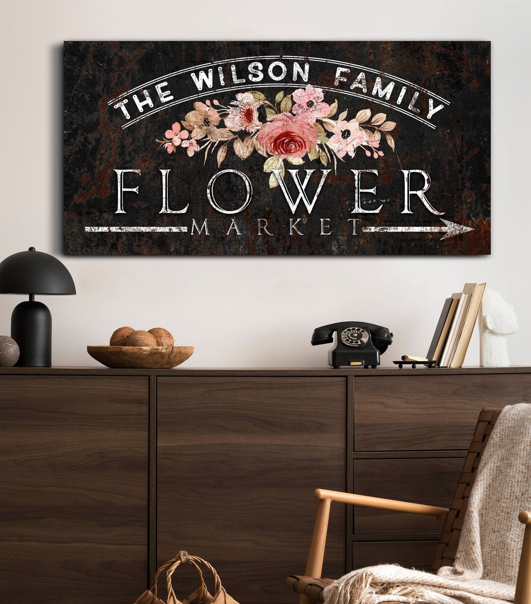 Personalized Flower Market Sign, Vintage Flower Shop Decor, Custom ...