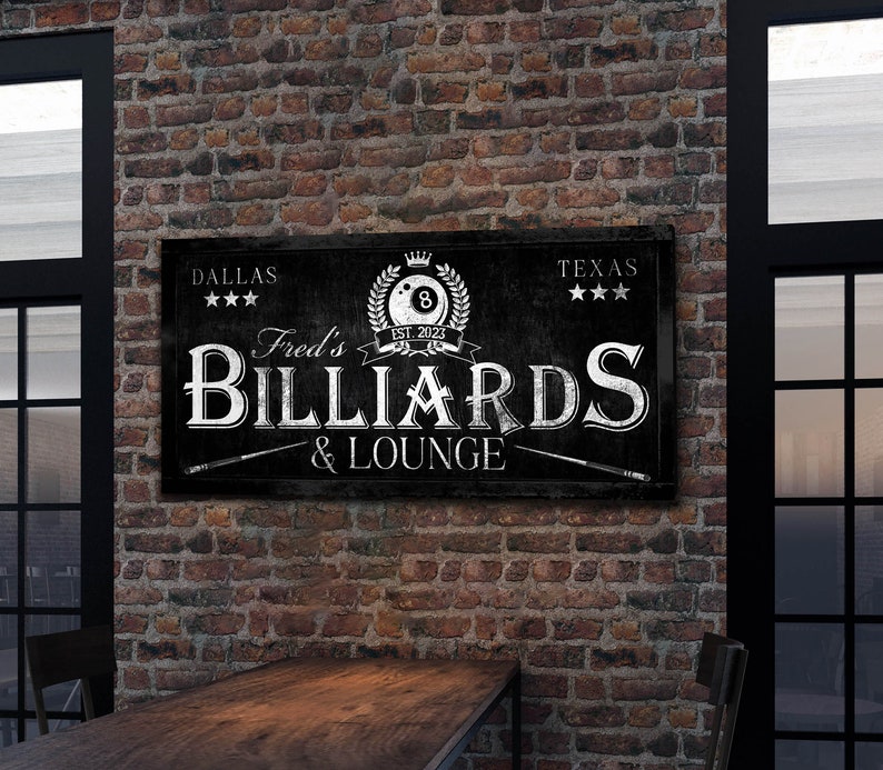 Custom Billiards Sign, Personalized Billiards Sign, Farmhouse Wall ...