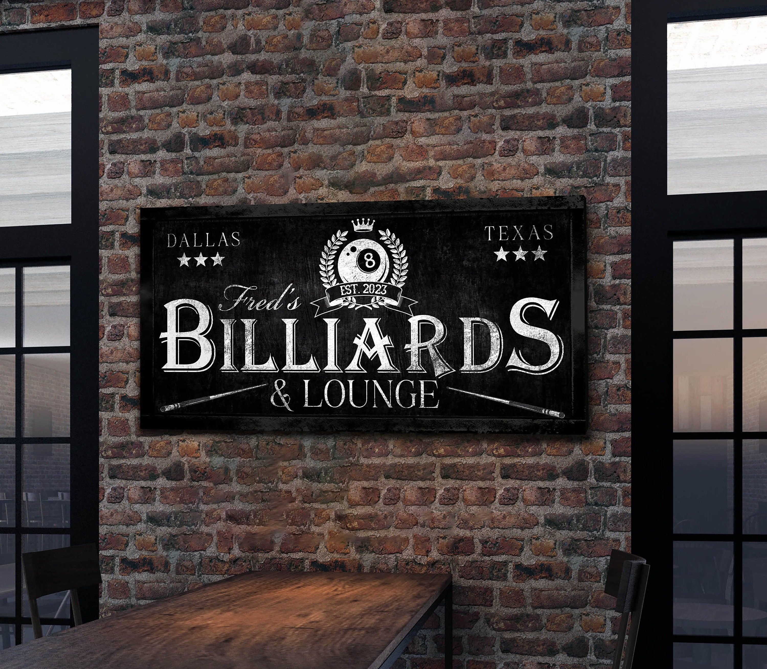 Custom Billiards Sign Personalized Billiards Sign Farmhouse Wall