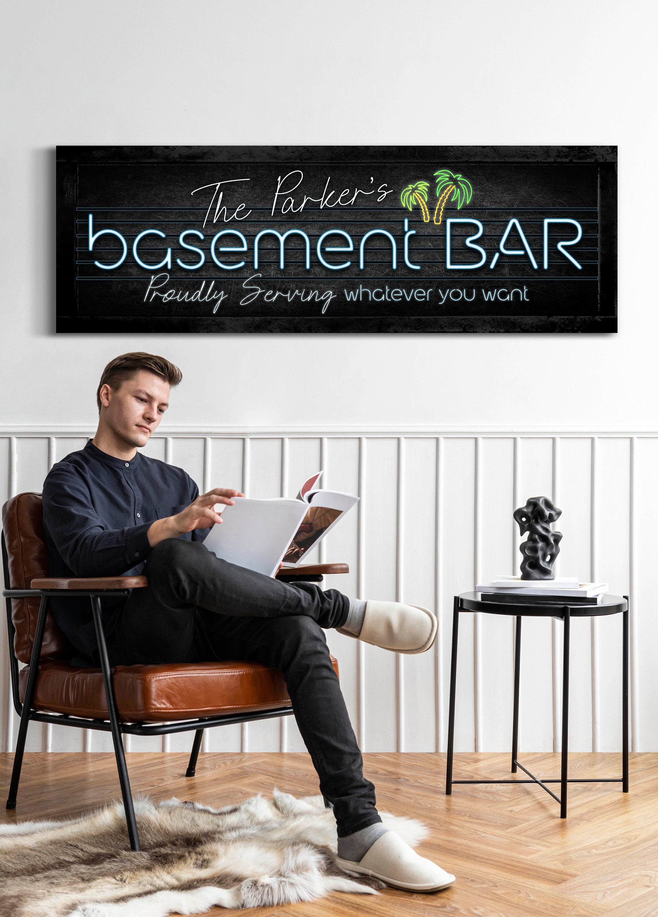 Personalized Basement Bar Sign, Custom Family Name Bar Wall Décor ...