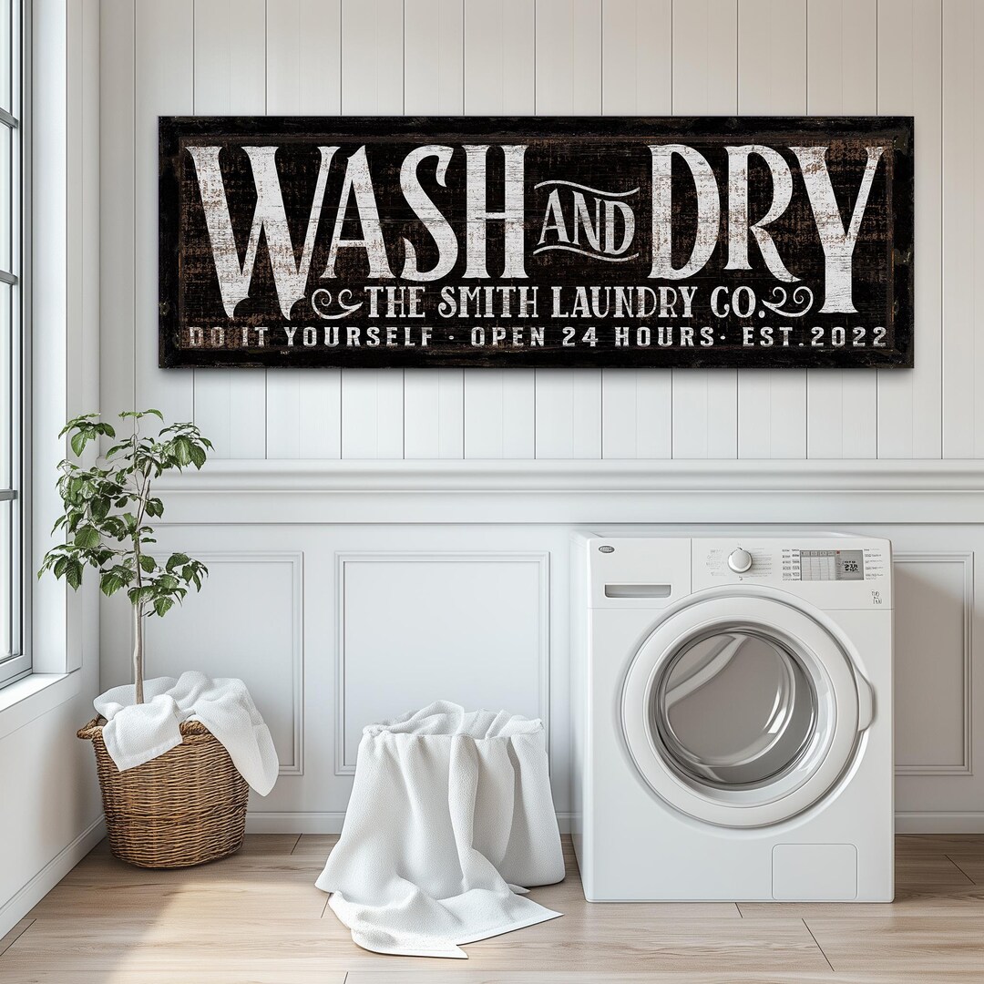 Custom Wash and Dry Sign, Custom Family Laundry Company Sign, Bathroom ...