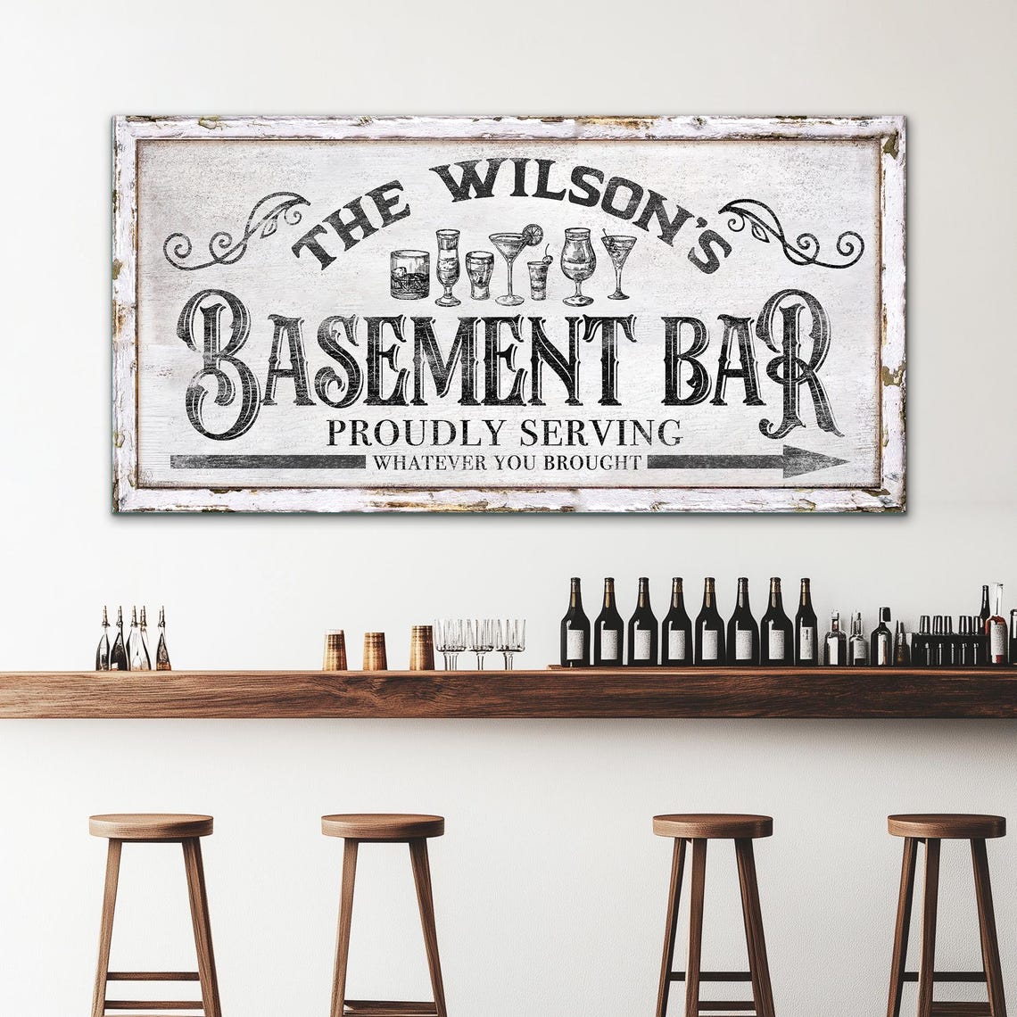 Basement Bar Sign, Personalized Bar Wall Decor, Personalized Bar ...