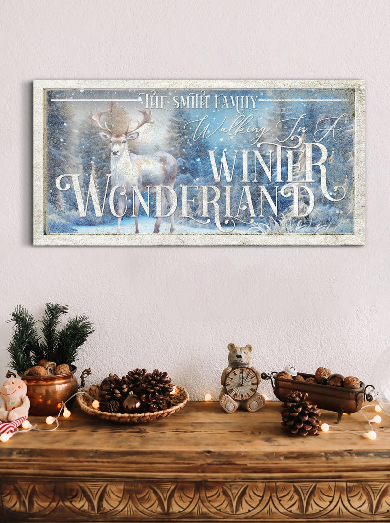 Custom Walking in A Winter Wonderland Sign, Personalized Christmas ...