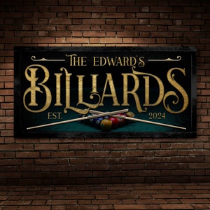 Personalized Billiards Sign, Custom Billiards Sign, Farmhouse Wall ...