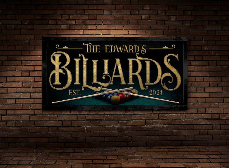 Personalized Billiards Sign, Custom Billiards Sign, Farmhouse Wall ...
