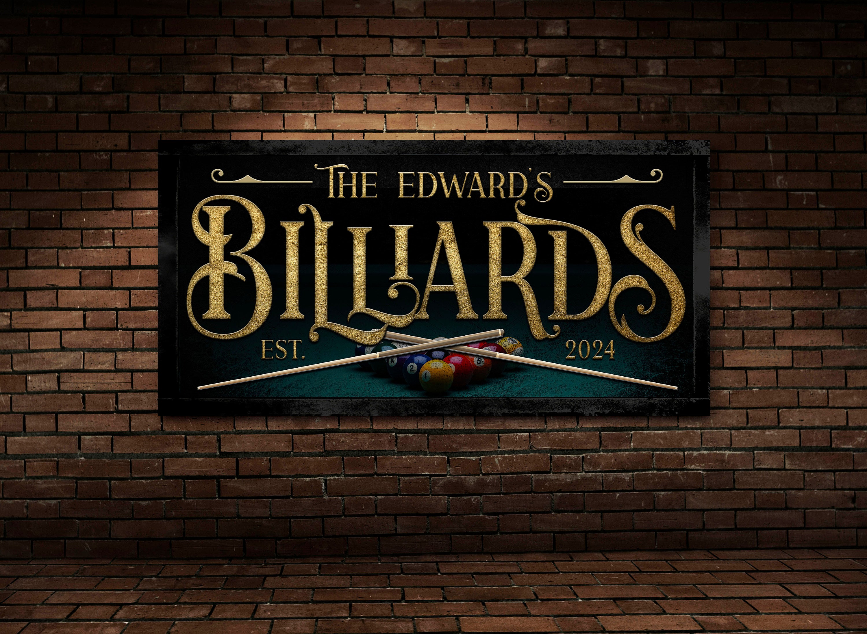 Personalized Billiards Sign, Custom Billiards Sign, Farmhouse Wall ...