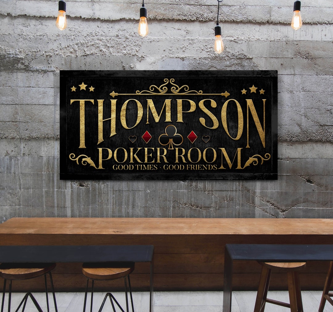 Custom Poker Room Sign, Rustic Game Room Decor, Poker Decor, Lounge Bar ...
