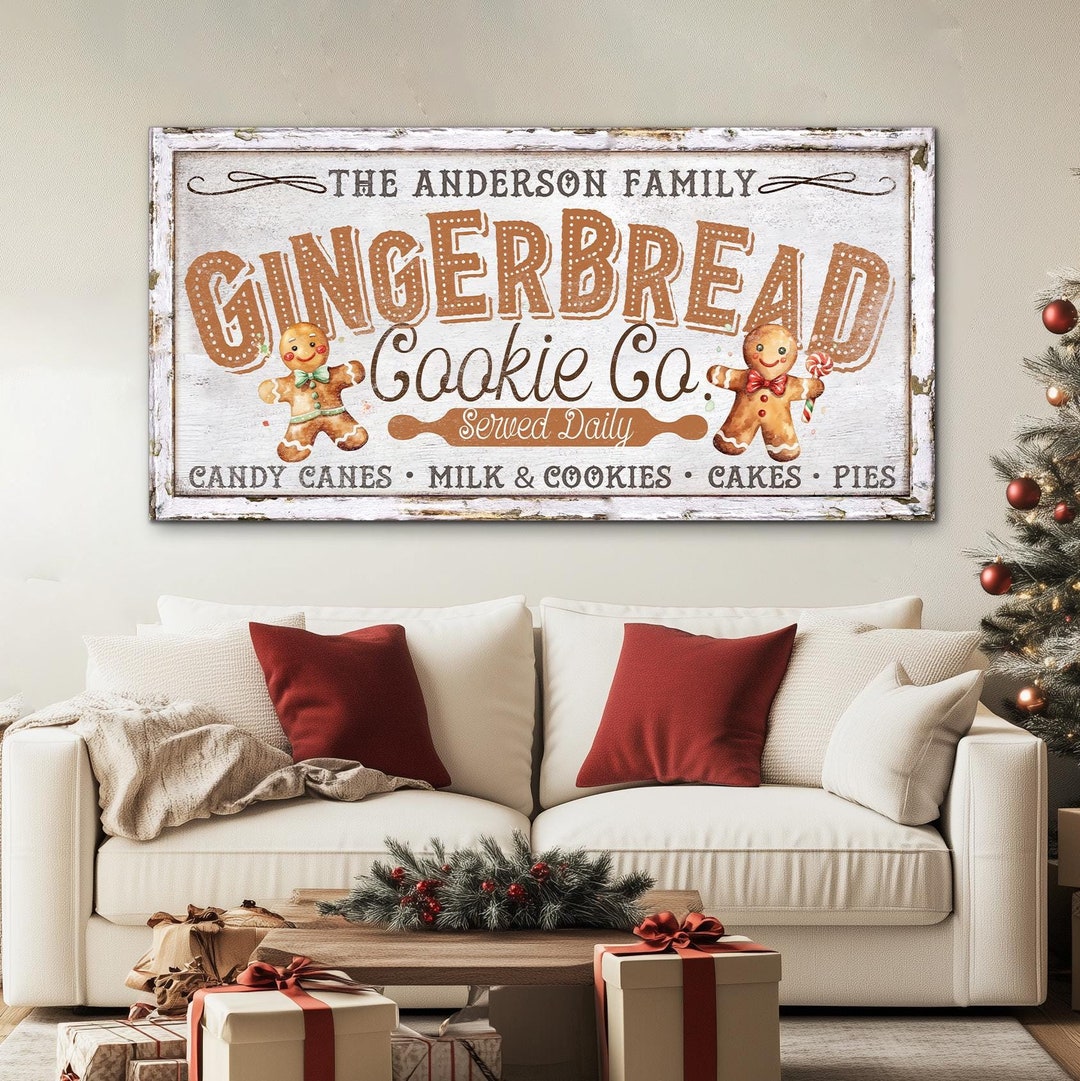 Personalized Gingerbread Cookie Co Sign, Custom Christmas Sign, Bakery ...
