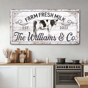 Customized Farm Fresh Milk Sign, Vintage Family Company Wall Decor ...