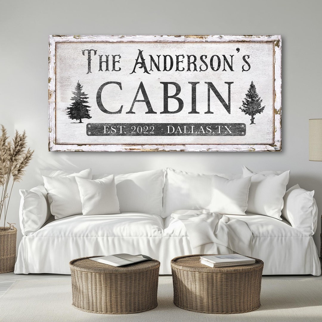 Custom Cabin Sign, Personalized Family Name Sign, Father Gift, Cabin ...