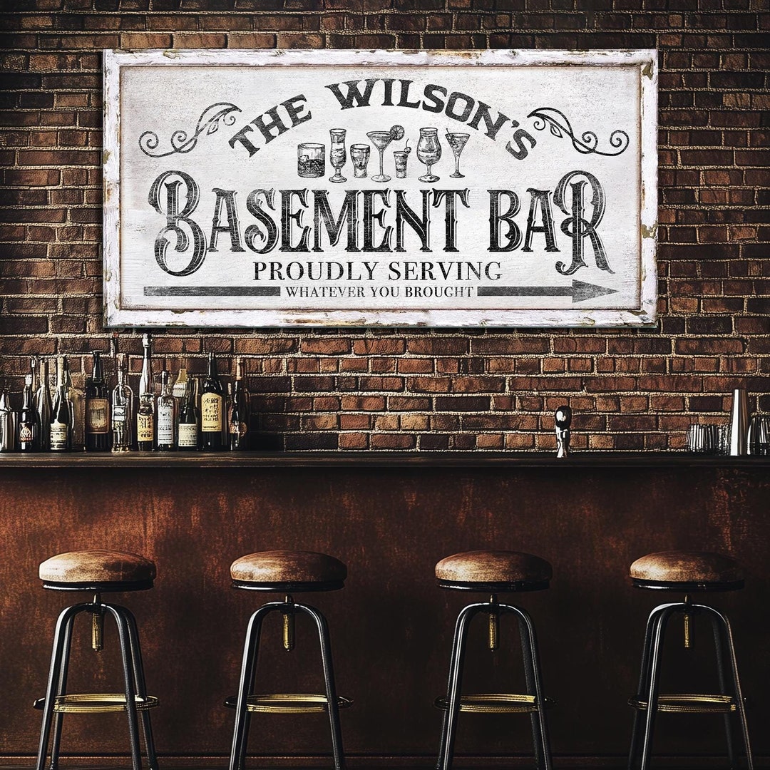 Basement Bar Sign, Personalized Bar Wall Decor, Personalized Bar ...