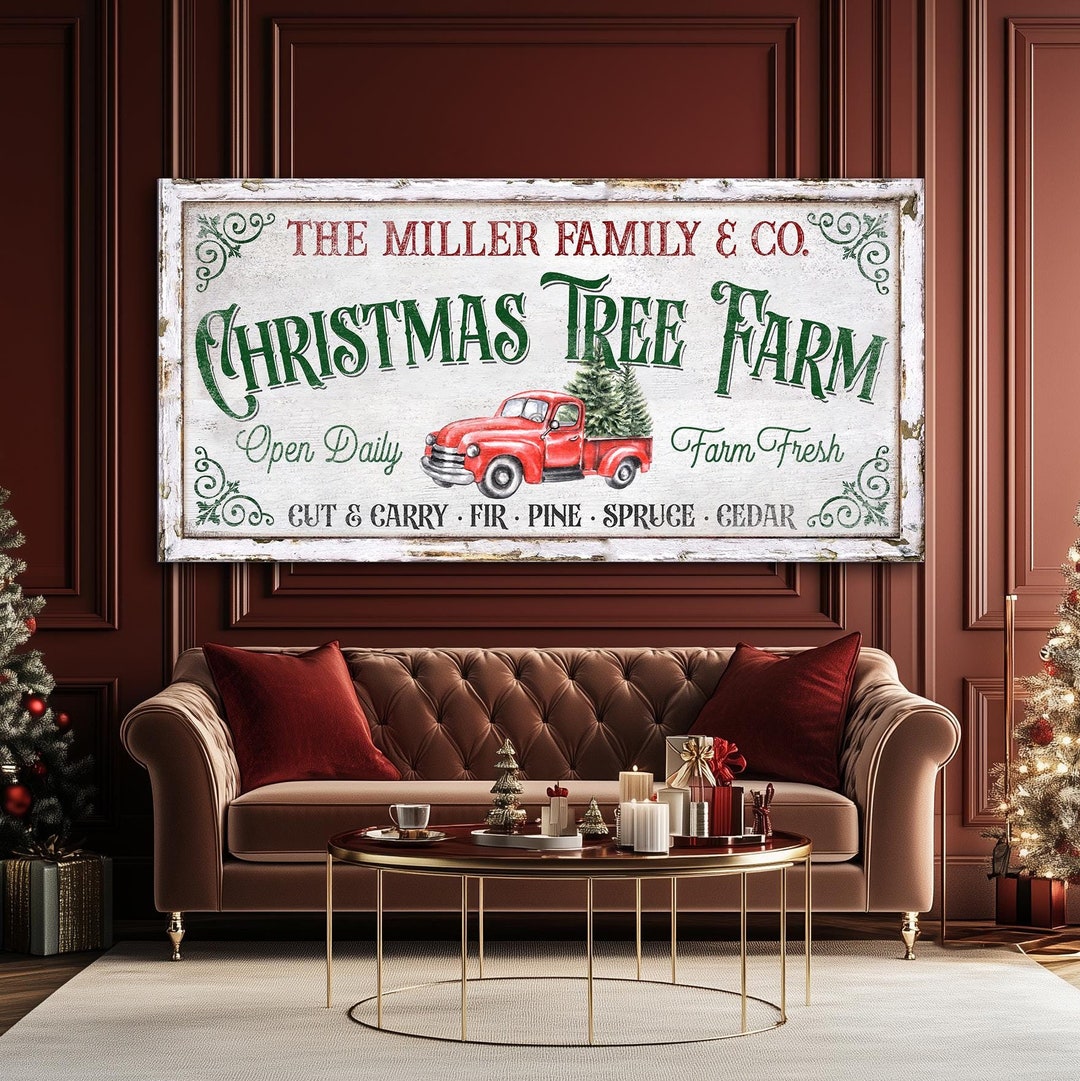 Personalized Christmas Tree Farm Sign, Custom Family Name Sign, Cut ...