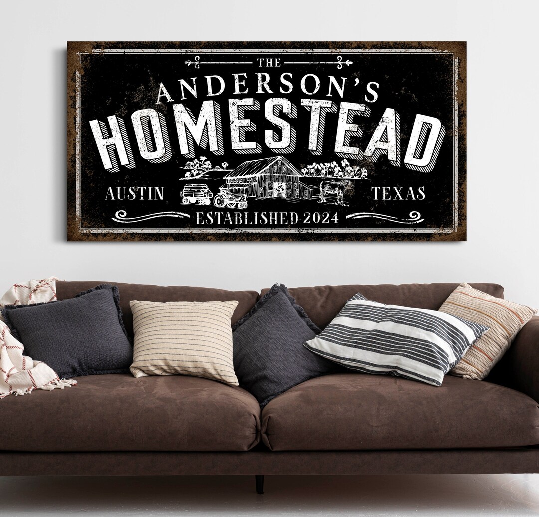 Personalized Homestead Sign, Custom Farmhouse Decor, Rustic Homestead ...